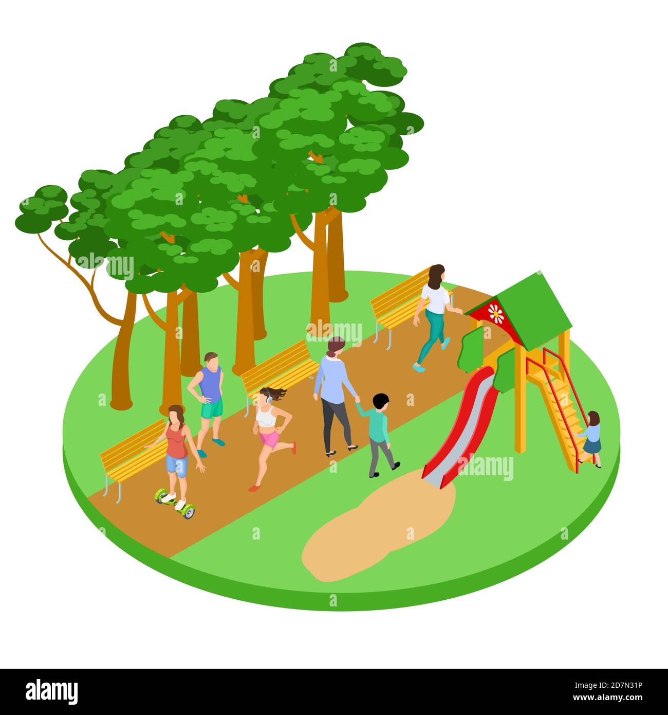People have relax in park vector isometric concept. Outdoor park ...