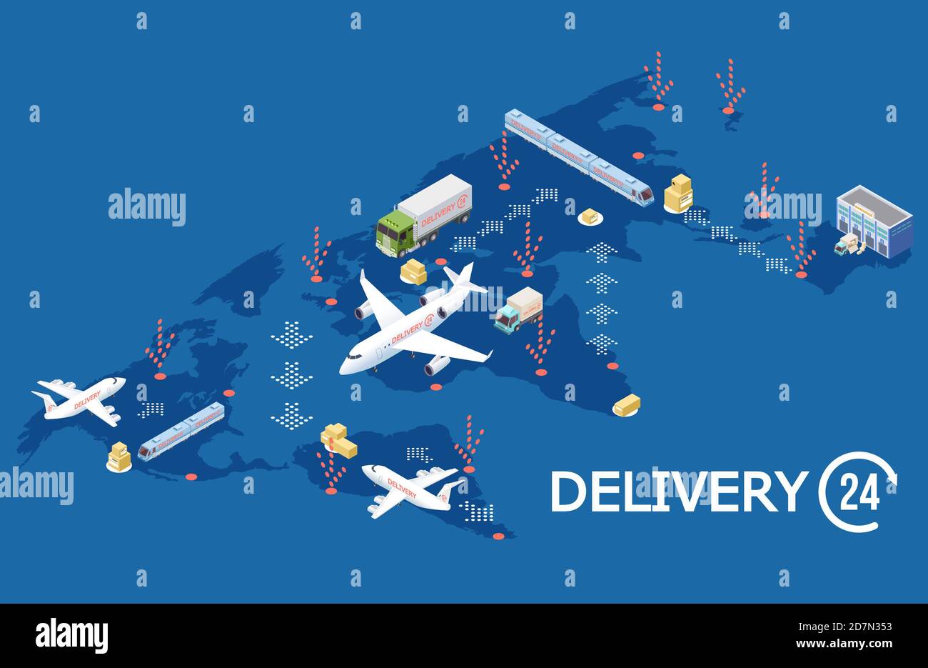 Vector isometric global logistic concept, Delivery world map ... Vector isometric global logistic concept, Delivery world map ...