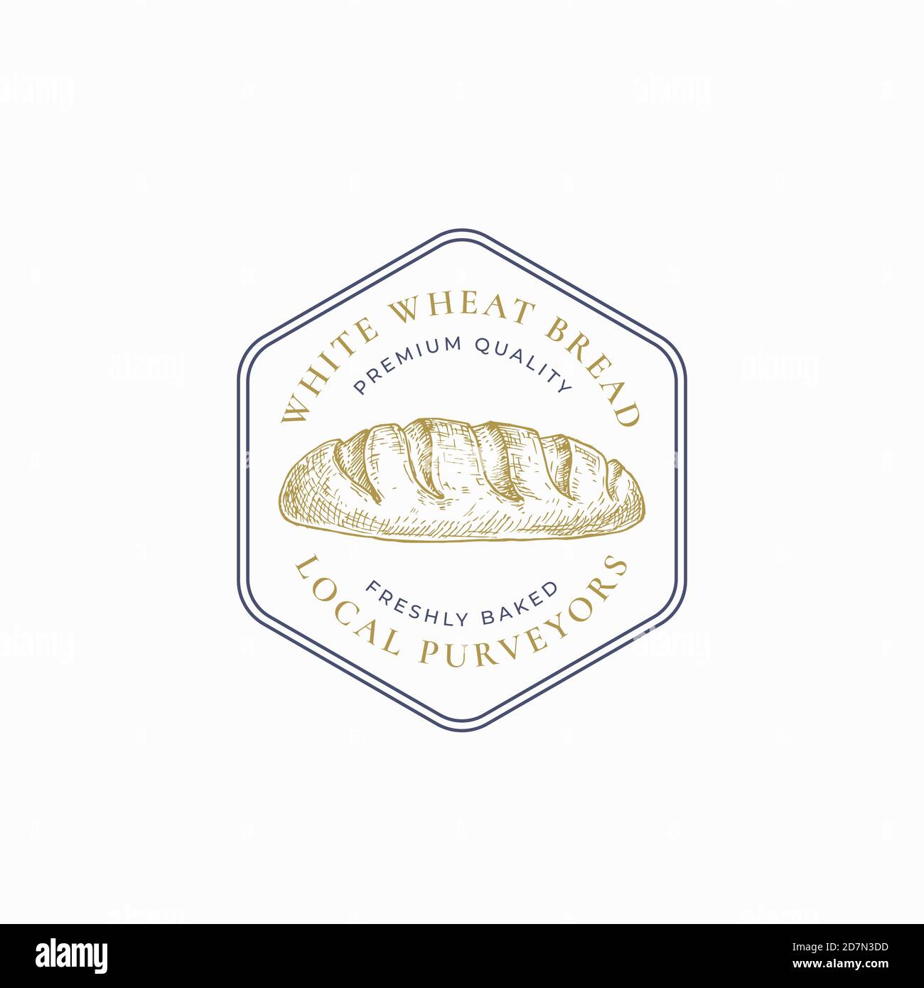 White Wheat Bread Frame Badge or Logo Template. Hand Drawn Loaf Sketch ...