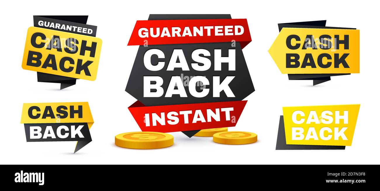 Money cash back vector labels and stickers set. Vector sale banners ...