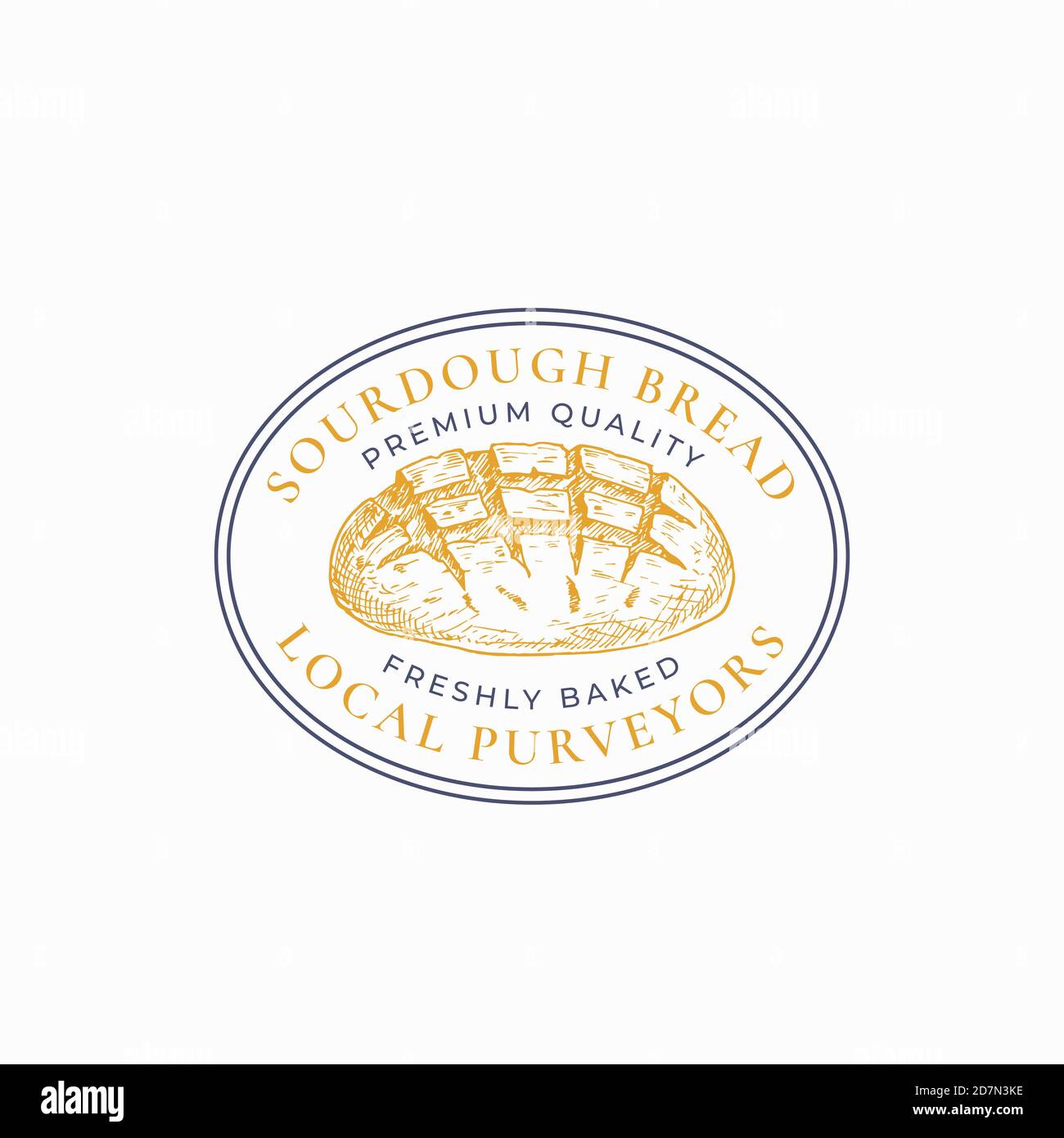 Sourdough Bread Frame Badge or Logo Template. Hand Drawn Loaf Sketch ...