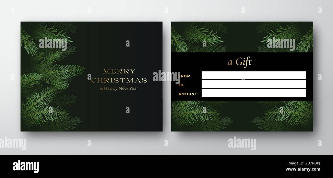 Merry Christmas Abstract Vector Greeting Gift Card Background. Back and ...