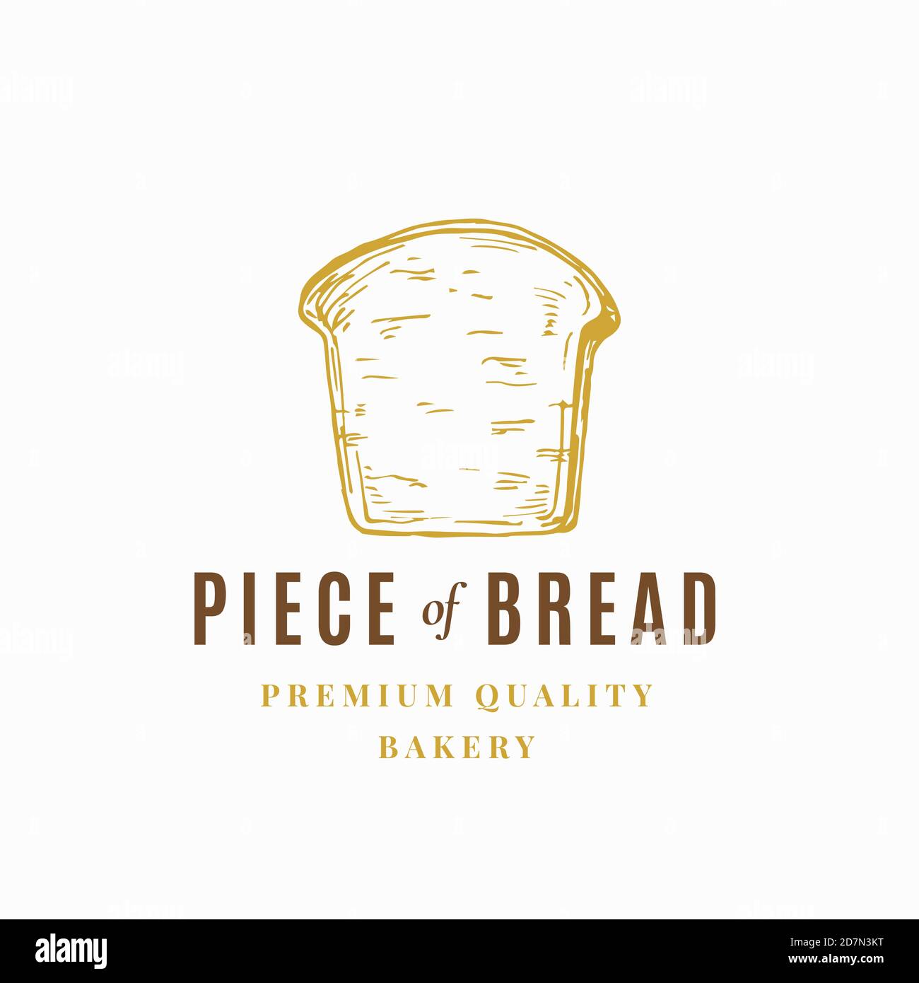 Piece of Bread Abstract Sign, Symbol or Logo Template. Hand Drawn ...