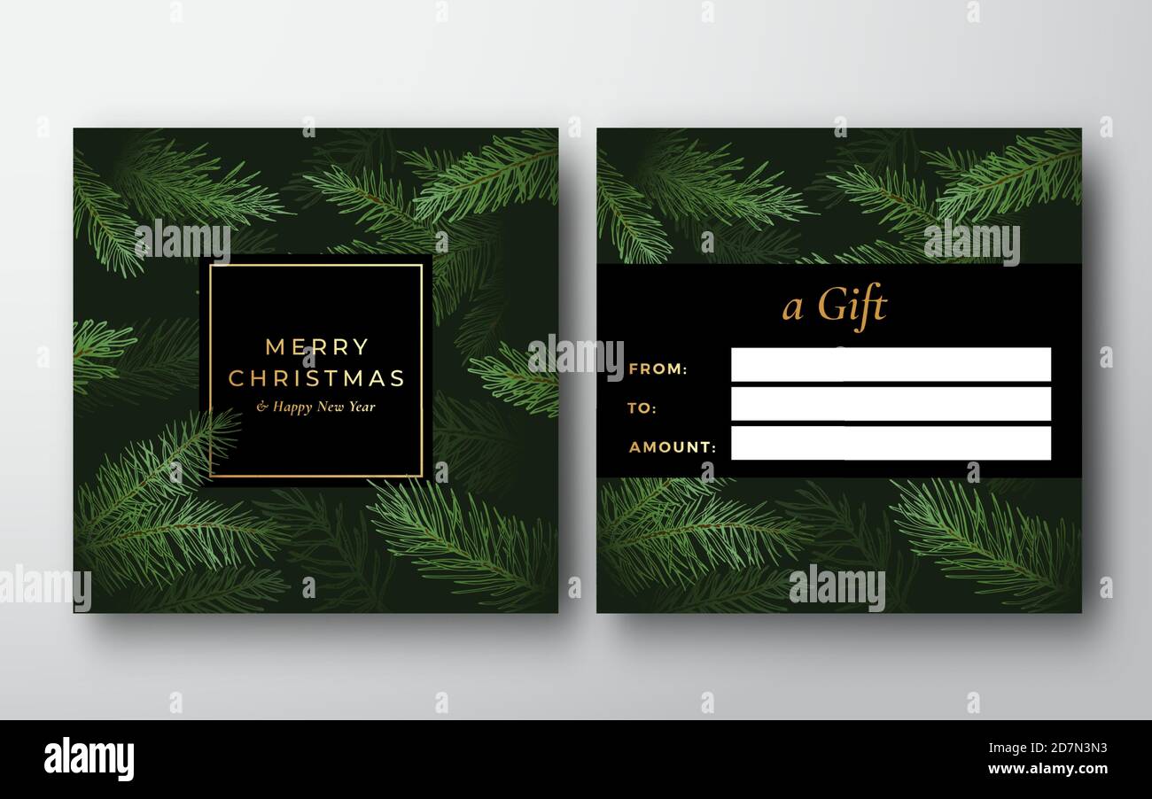 Merry Christmas Abstract Vector Greeting Gift Card Background. Back and ...