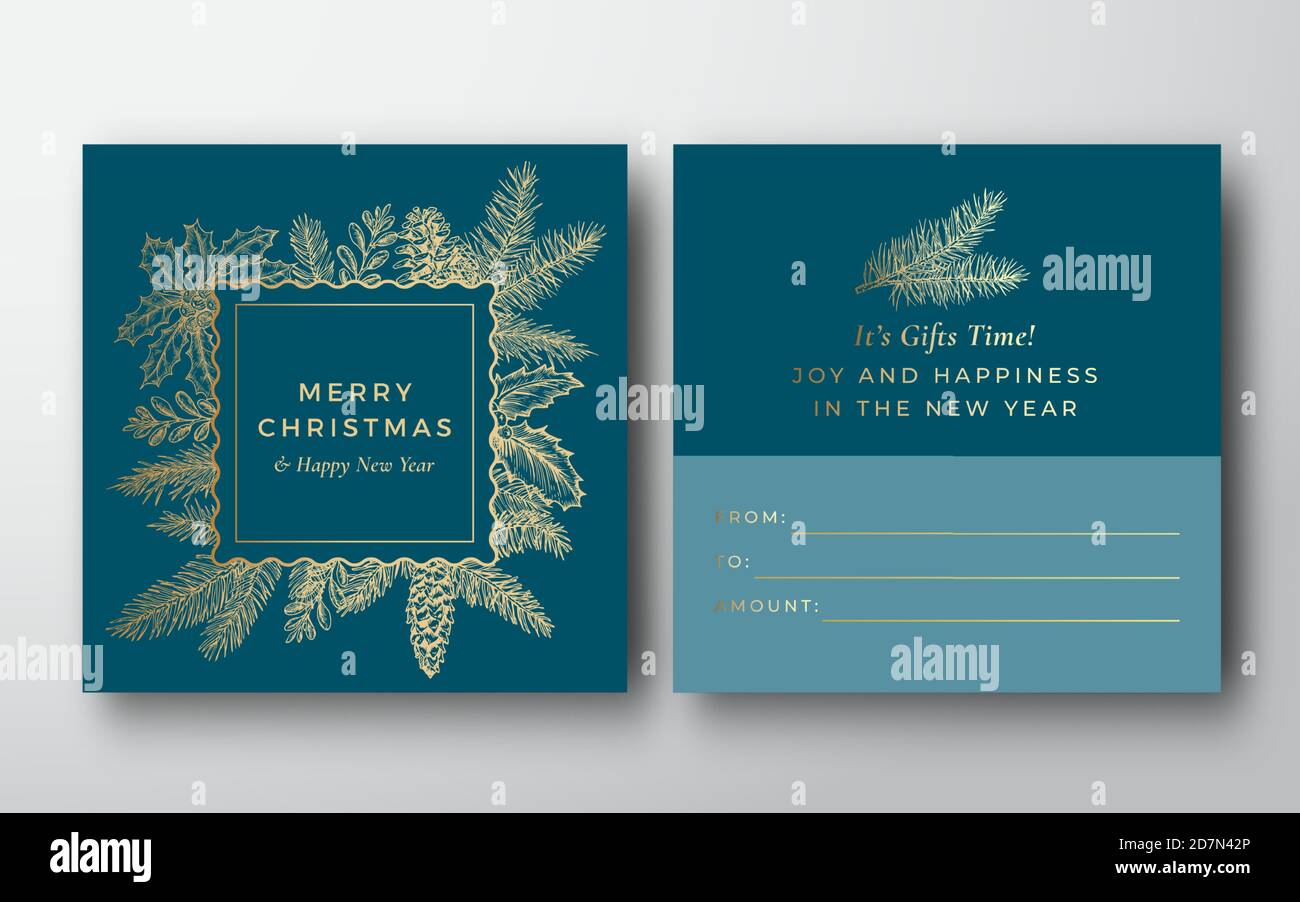 Christmas Abstract Vector Greeting Gift Card Background. Back and Front ...