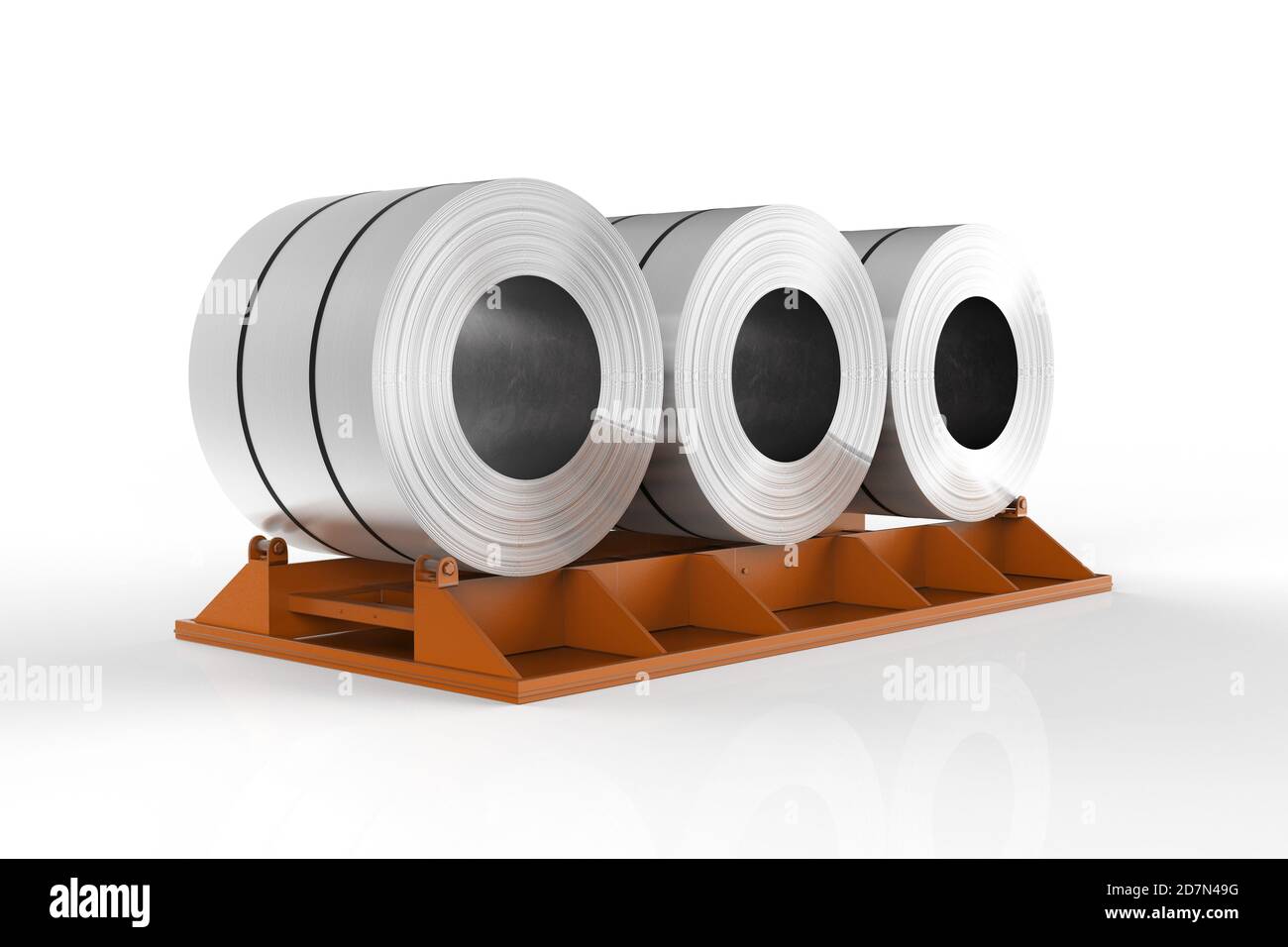 3d rendering roll of steel sheets on white background Stock Photo - Alamy