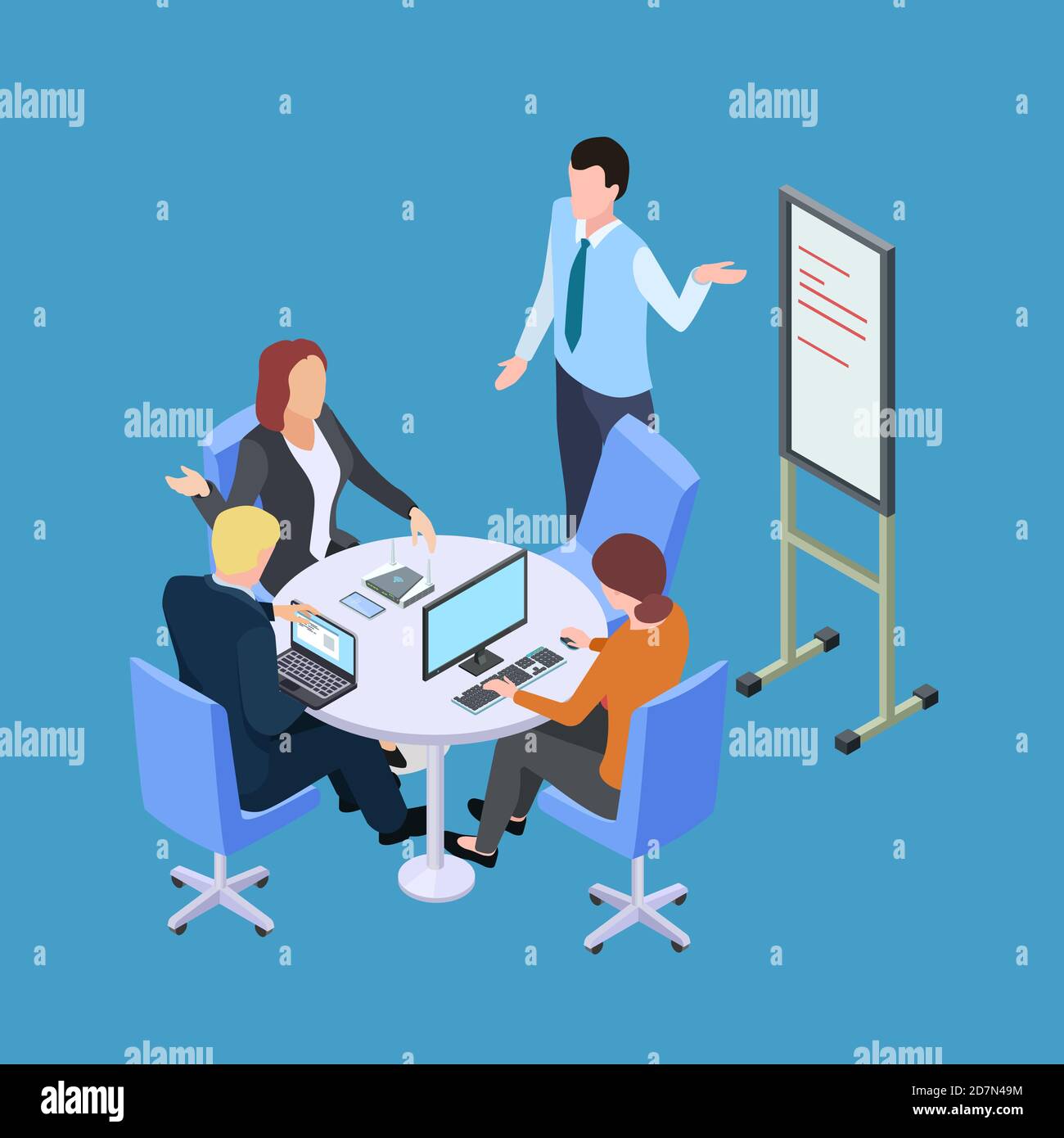 Conference table set Stock Vector Images - Alamy