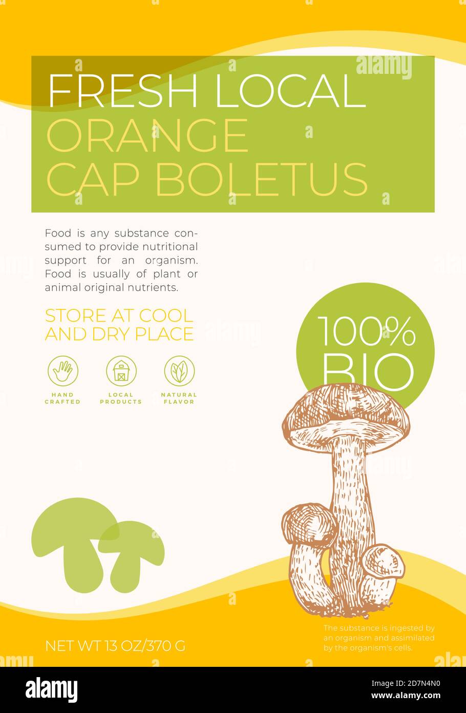 Fresh Local Mushrooms Label Template. Abstract Vector Packaging Design ...