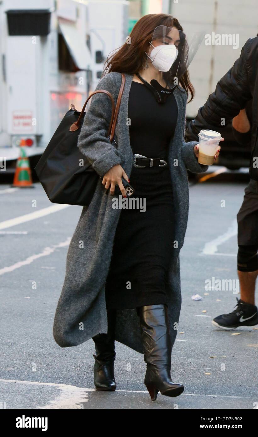 October 23, 2020 Vanessa Hudgens on location shooting new movie Tick ...