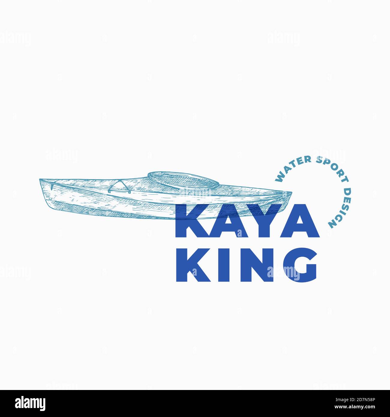Kayaking Abstract Sign, Symbol or Logo Template. Hand Drawn Kayak or ...
