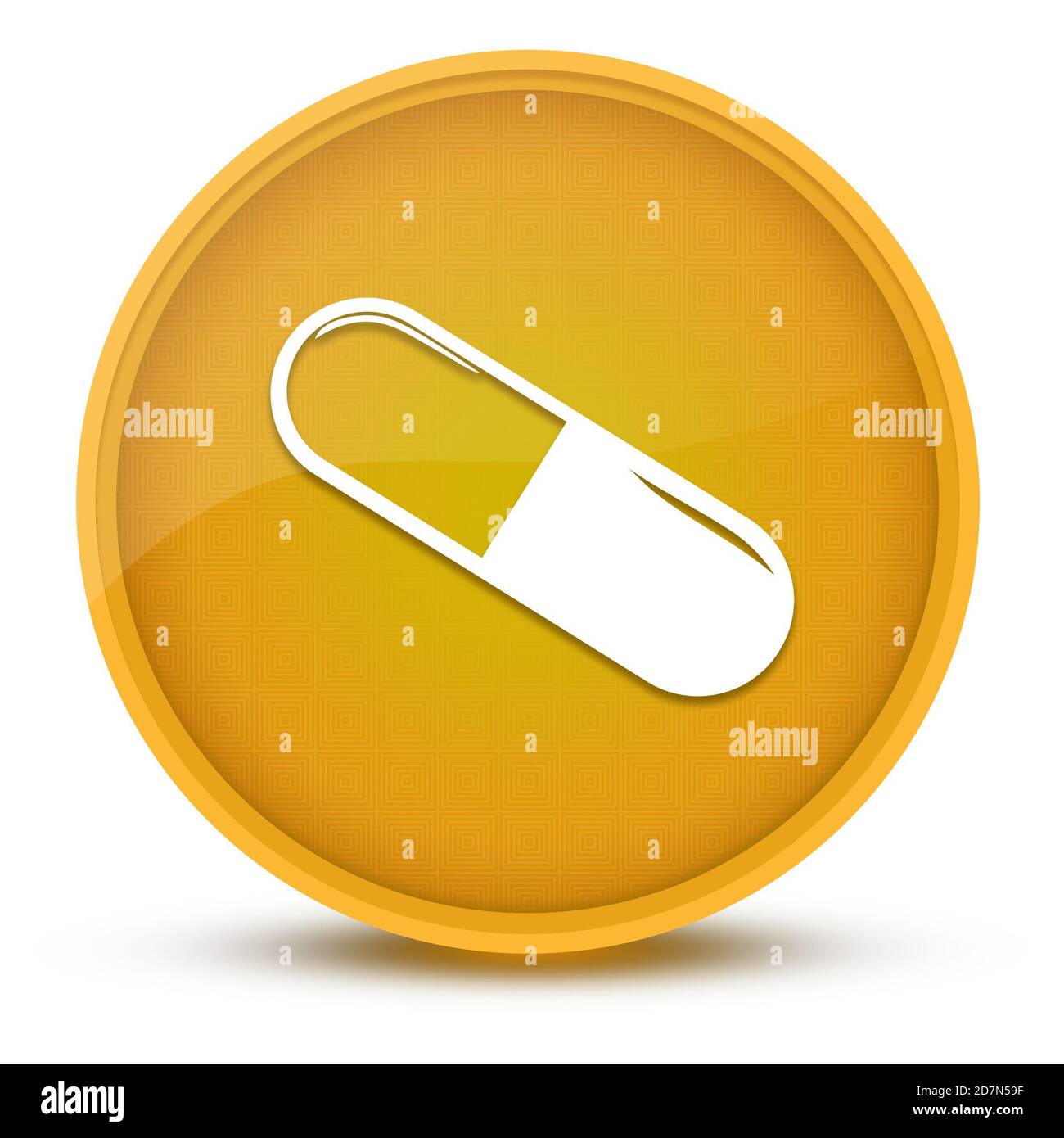 Pill luxurious glossy yellow round button abstract illustration Stock ...