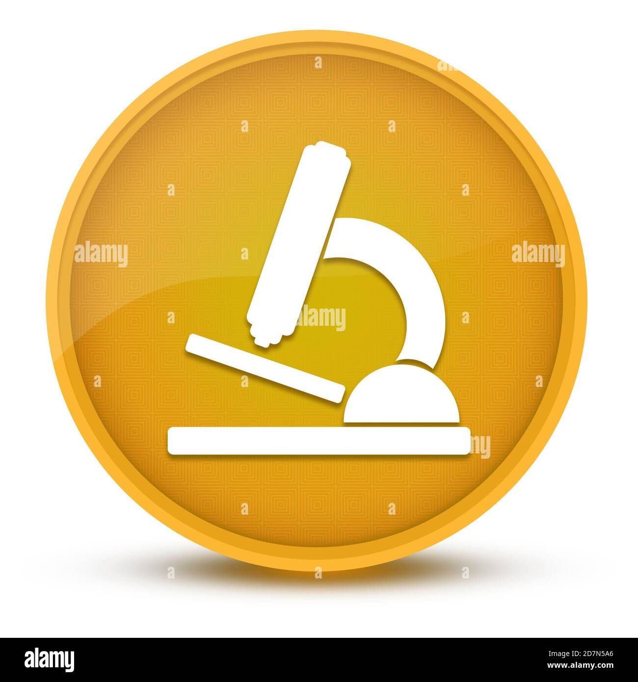 Microscope luxurious glossy yellow round button abstract illustration ...