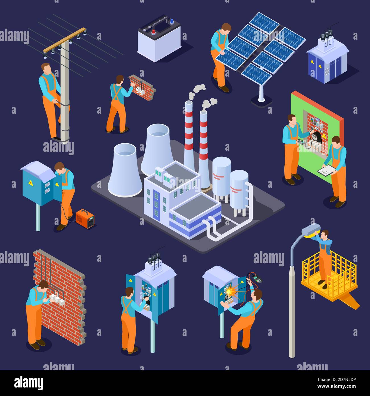 Electrical workers industrial Stock Vector Images - Alamy