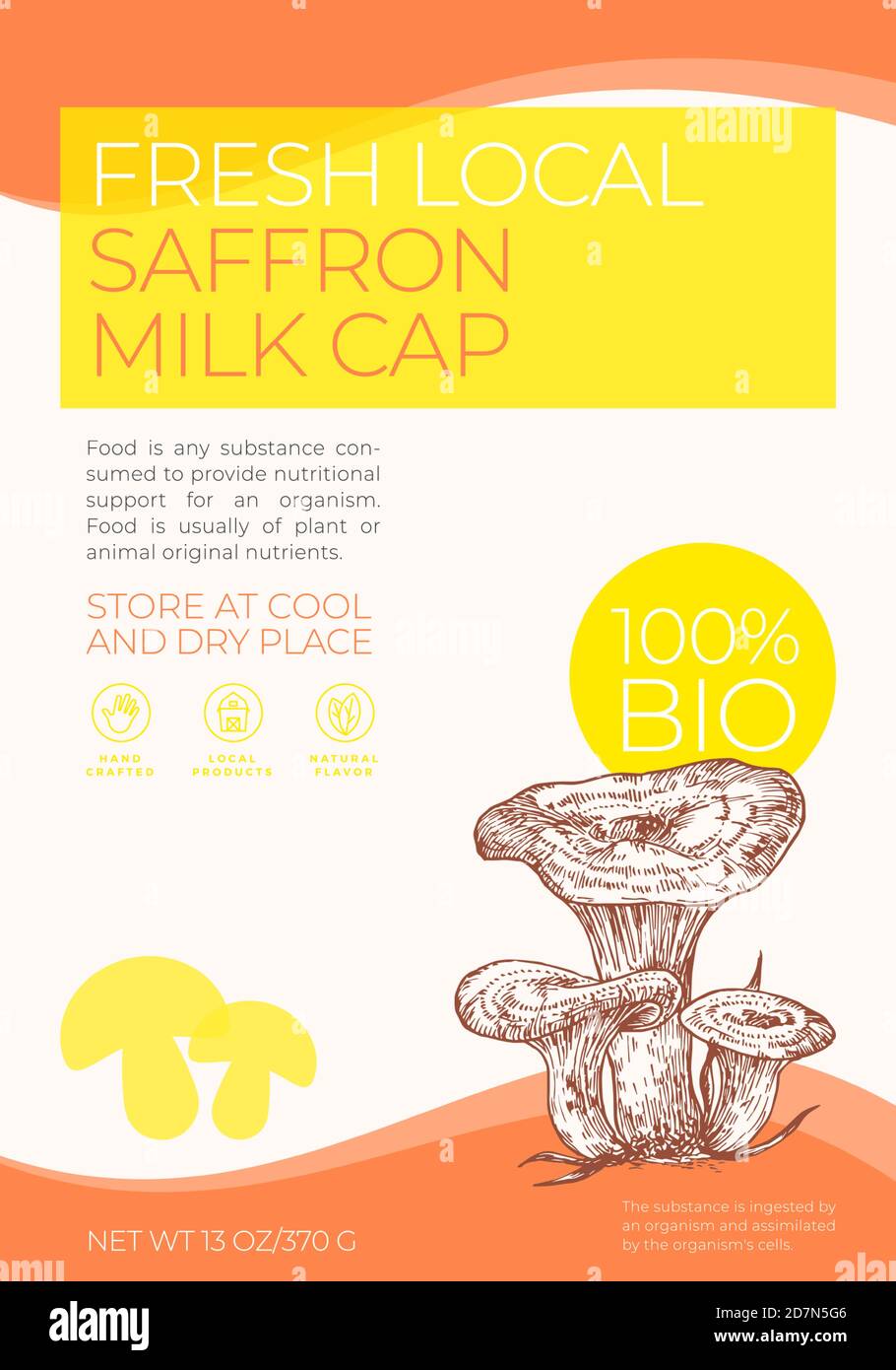 Fresh Local Mushrooms Label Template. Abstract Vector Packaging Design ...