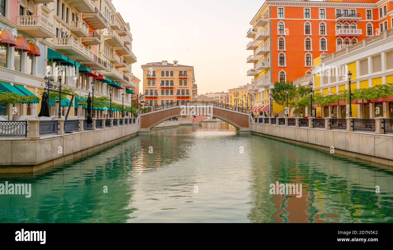 Qanat Quartier at the Pearl in Doha, Qatar Stock Photo - Alamy