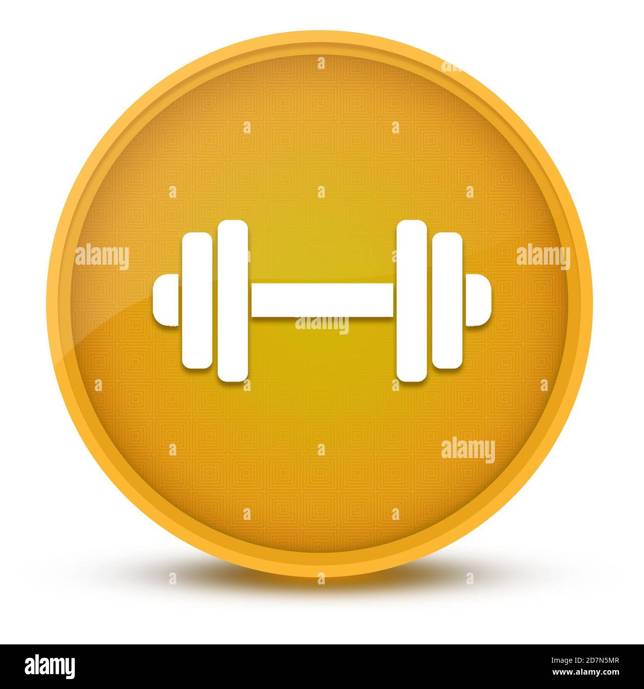 Dumbbell luxurious glossy yellow round button abstract illustration ... Dumbbell luxurious glossy yellow round button abstract illustration ...