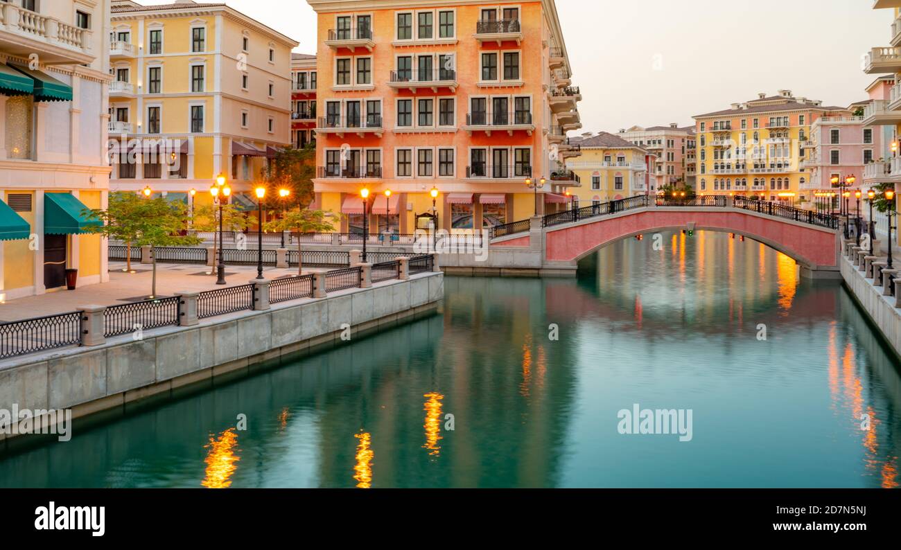 Qanat Quartier at the Pearl in Doha, Qatar Stock Photo - Alamy