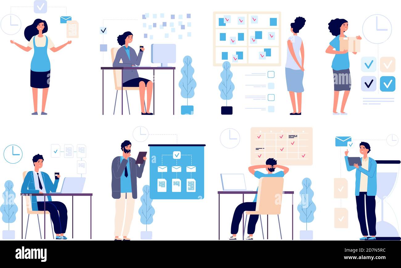 Time management. Business people managed tasks, planning office ...