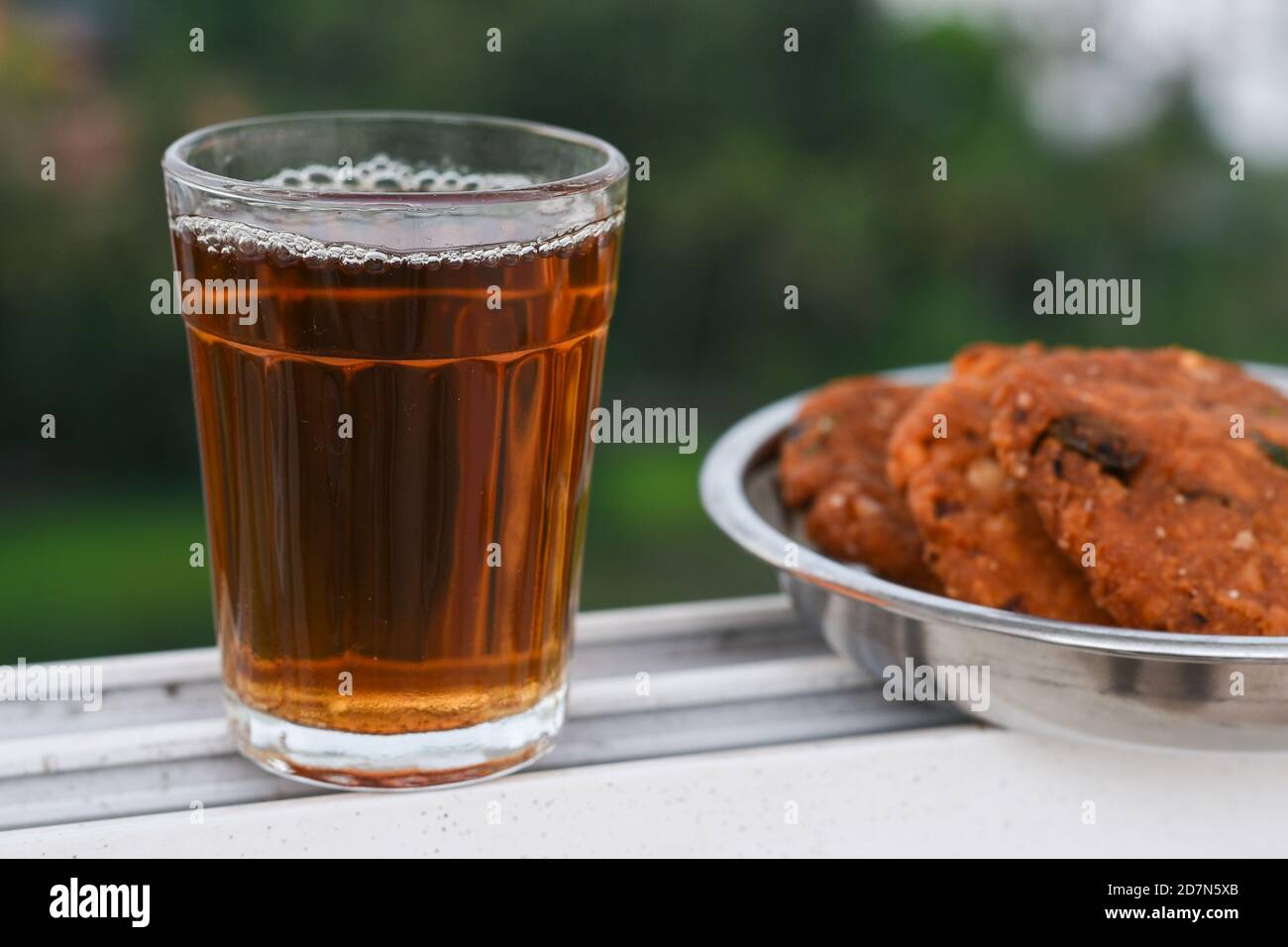 Top view of Indian Masala Chai or traditional beverage with tea, milk ...