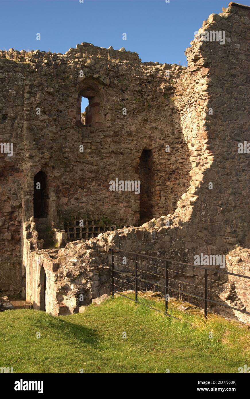 main tower & dovecot ruins of Hailes Castle near East Linton, Scotland ...