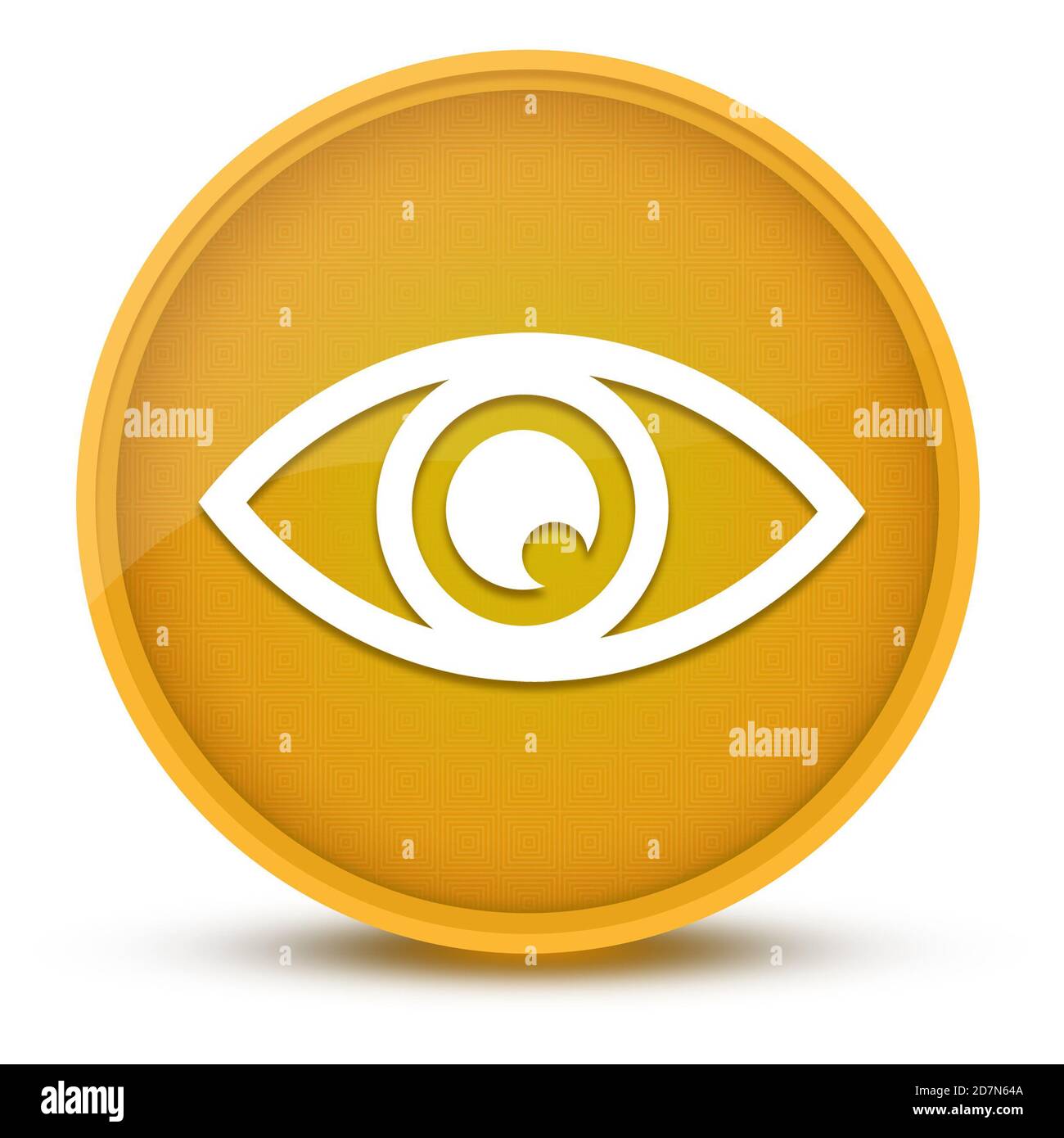 Eye luxurious glossy yellow round button abstract illustration Stock ...