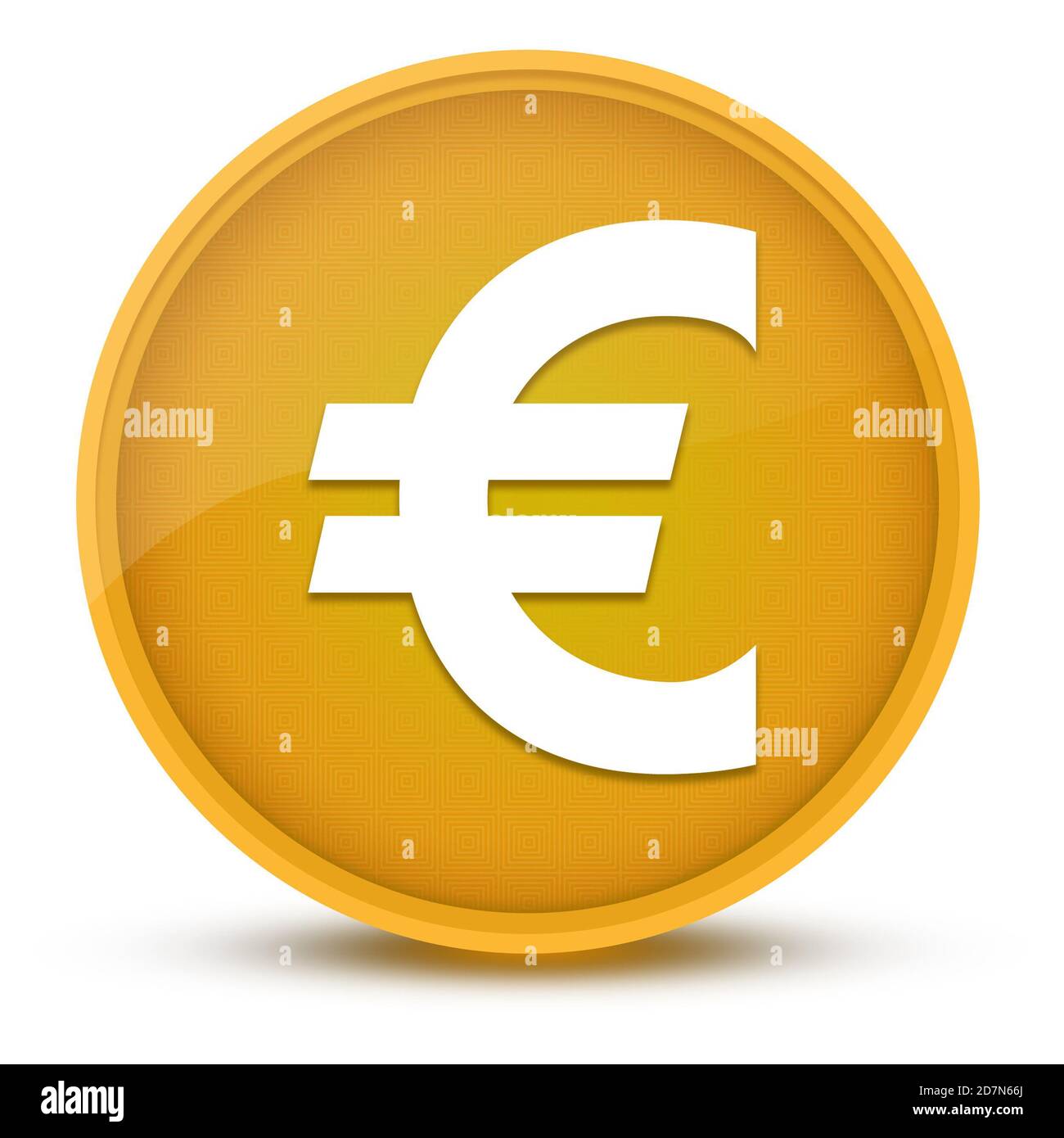 Euro sign luxurious glossy yellow round button abstract illustration ...