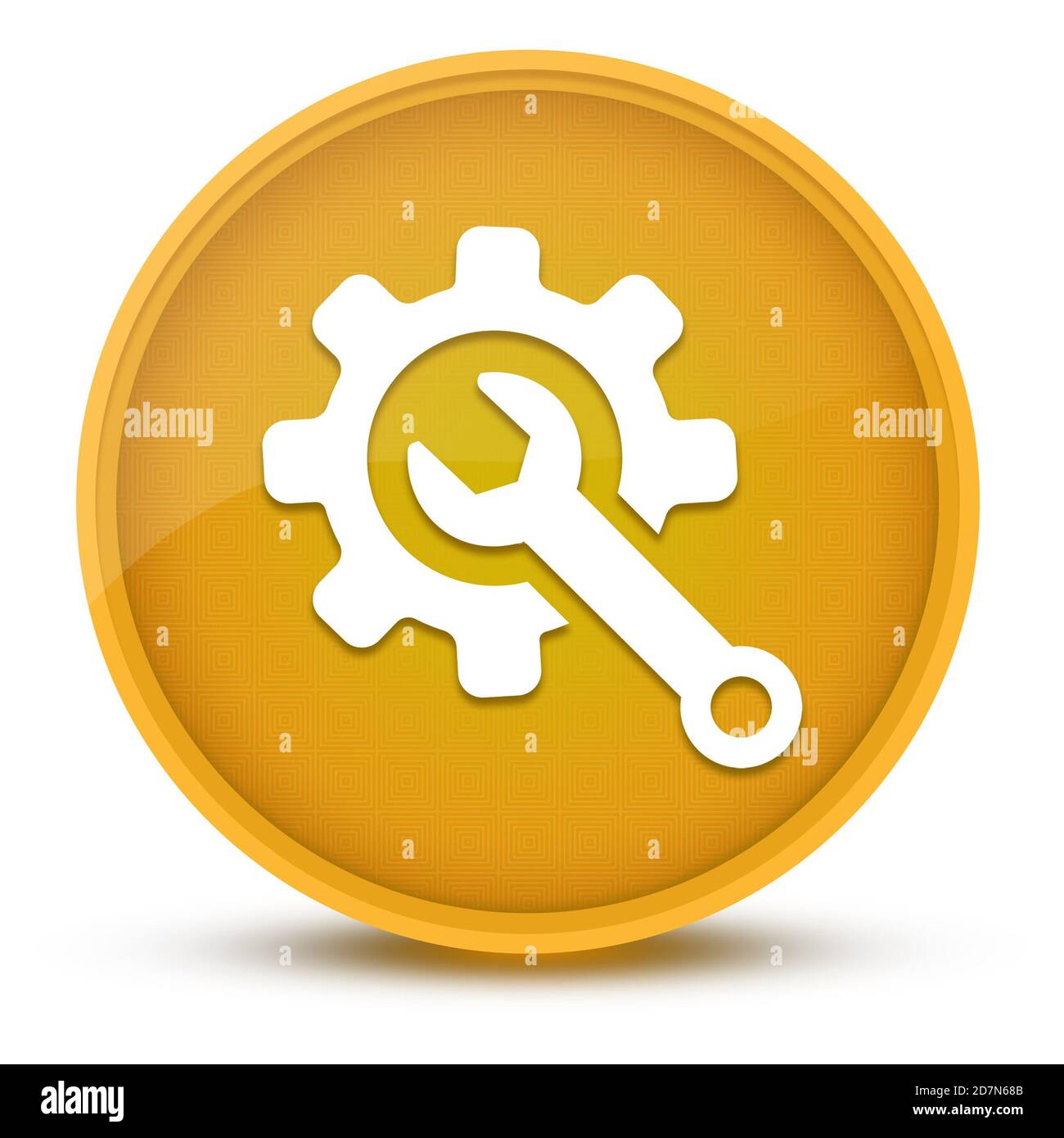 Technical support luxurious glossy yellow round button abstract ...