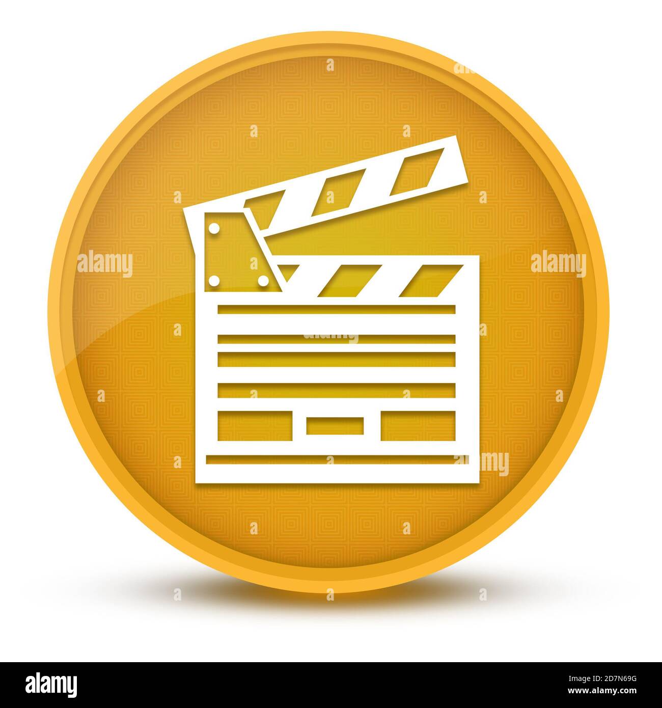 Cinema luxurious glossy yellow round button abstract illustration Stock ...