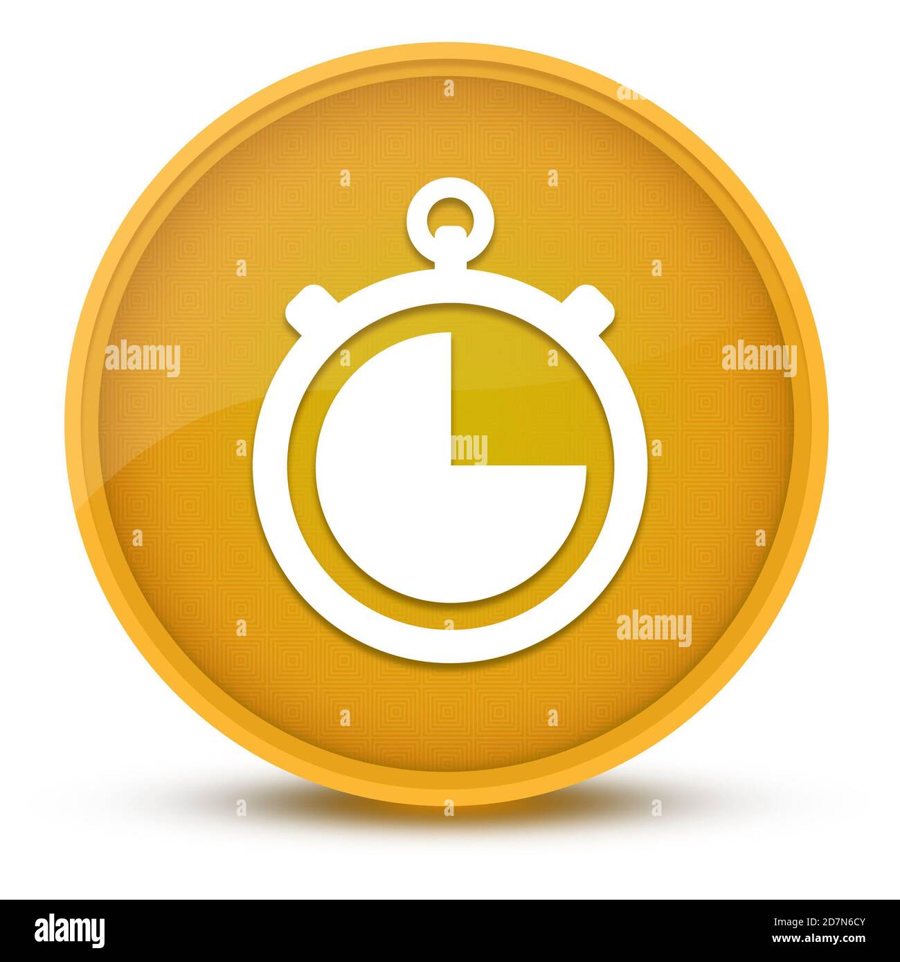 Stop watch luxurious glossy yellow round button abstract illustration ...