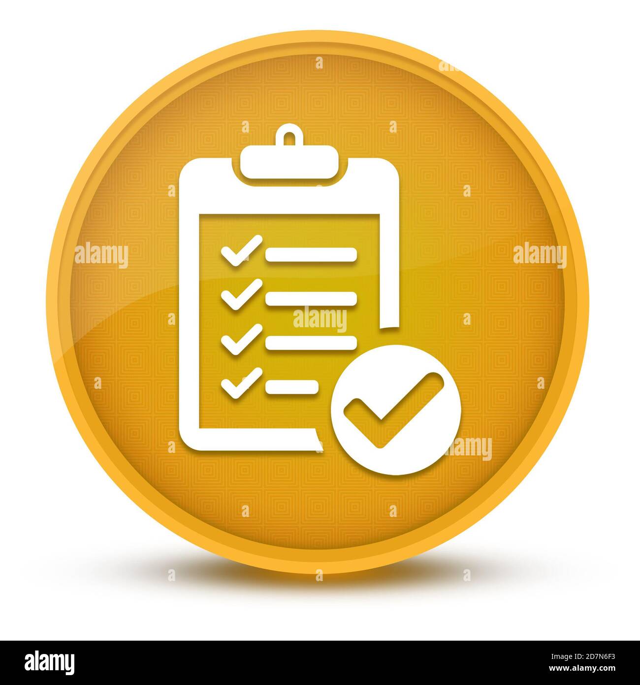 Checklist luxurious glossy yellow round button abstract illustration ...