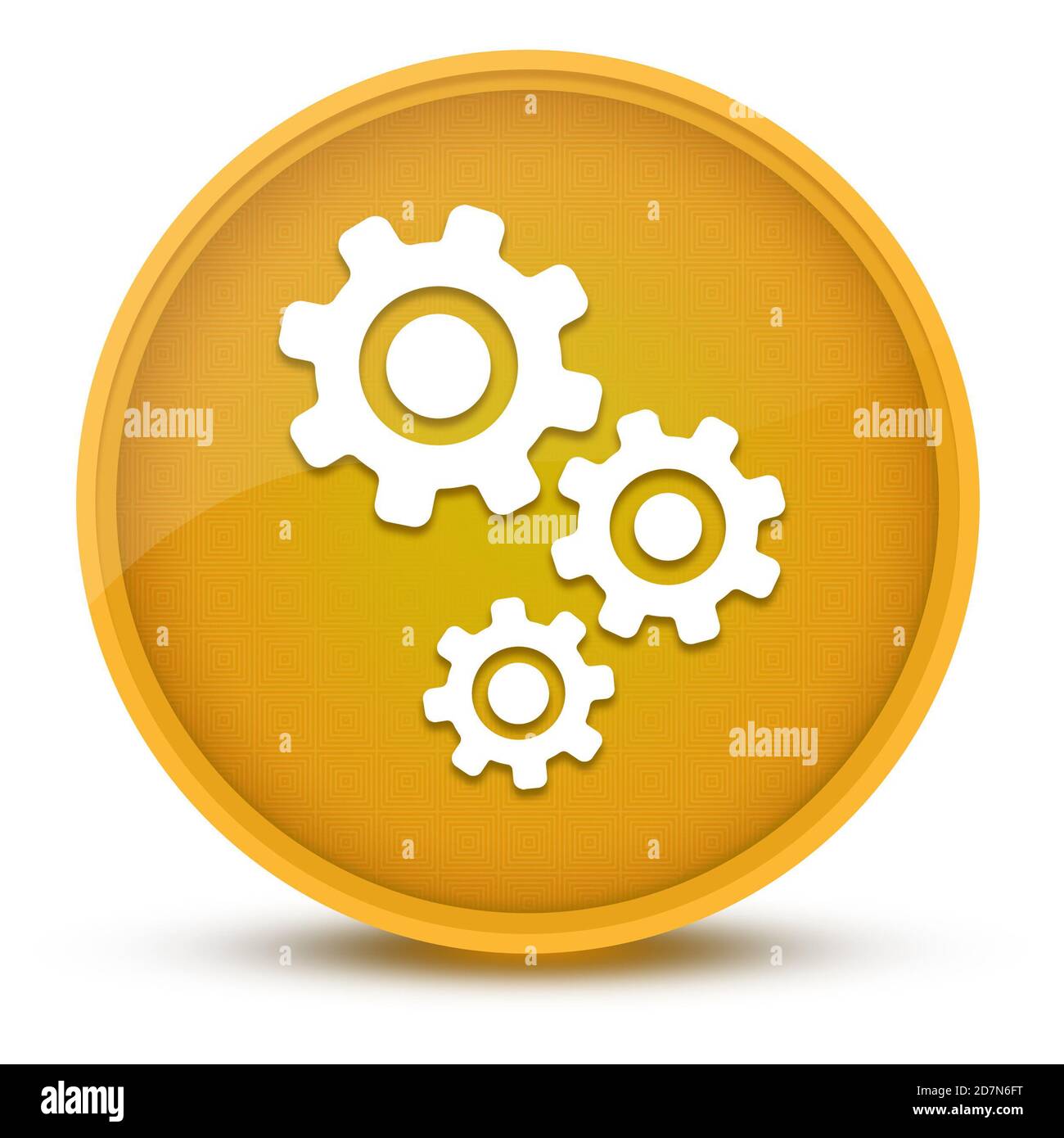 Gears luxurious glossy yellow round button abstract illustration Stock ...