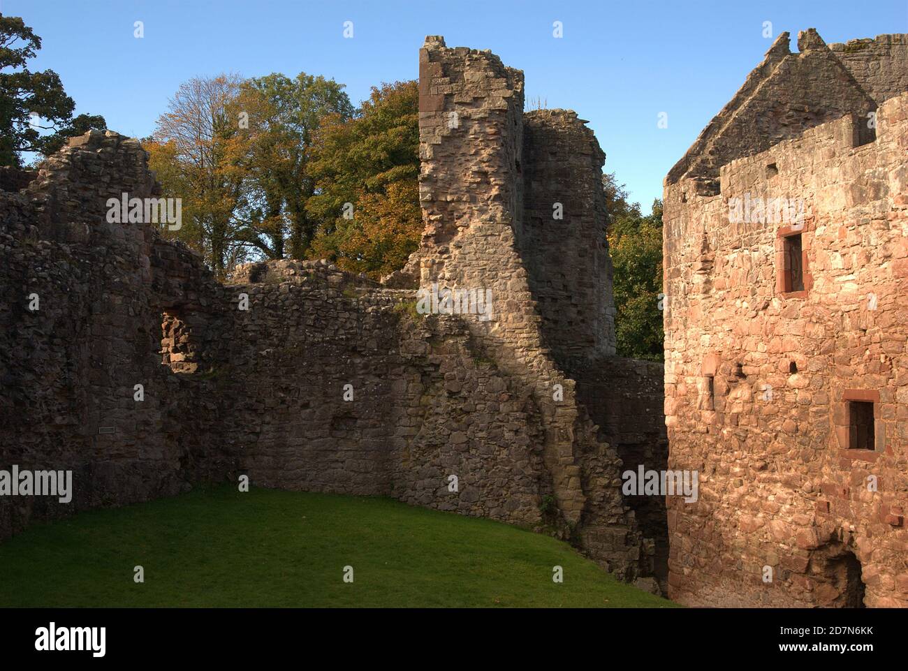 ruins of west tower & walls of Hailes Castle near East Linton, Scotland ...