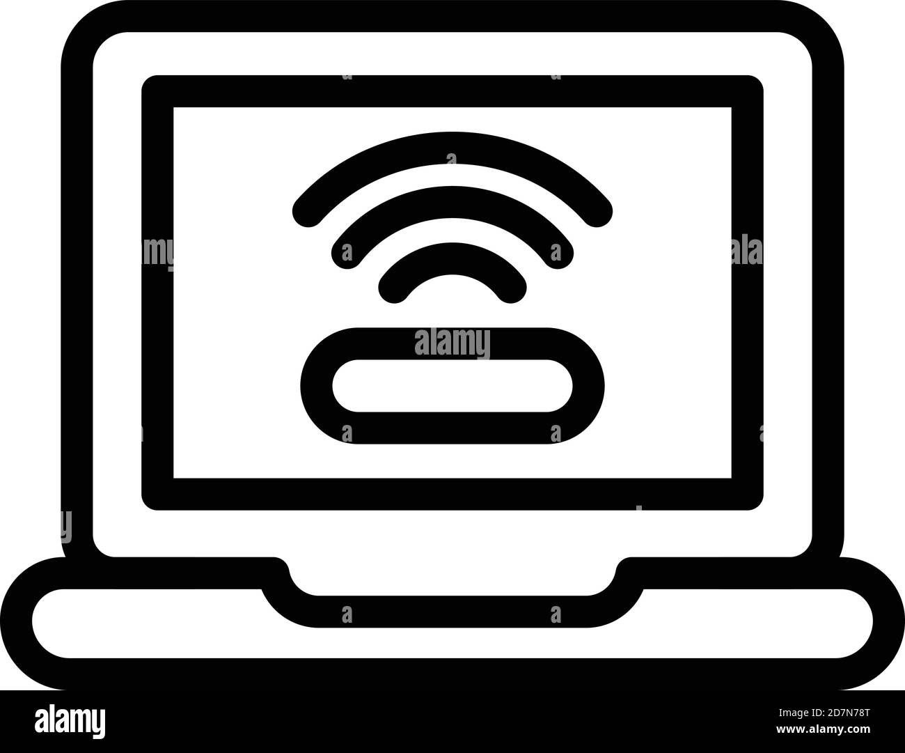 Wifi laptop request icon. Outline wifi laptop request vector icon for ...