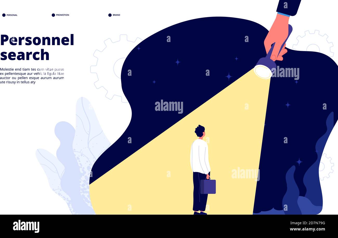 Man in spotlight. Unique talented employees recruitment to creative ...