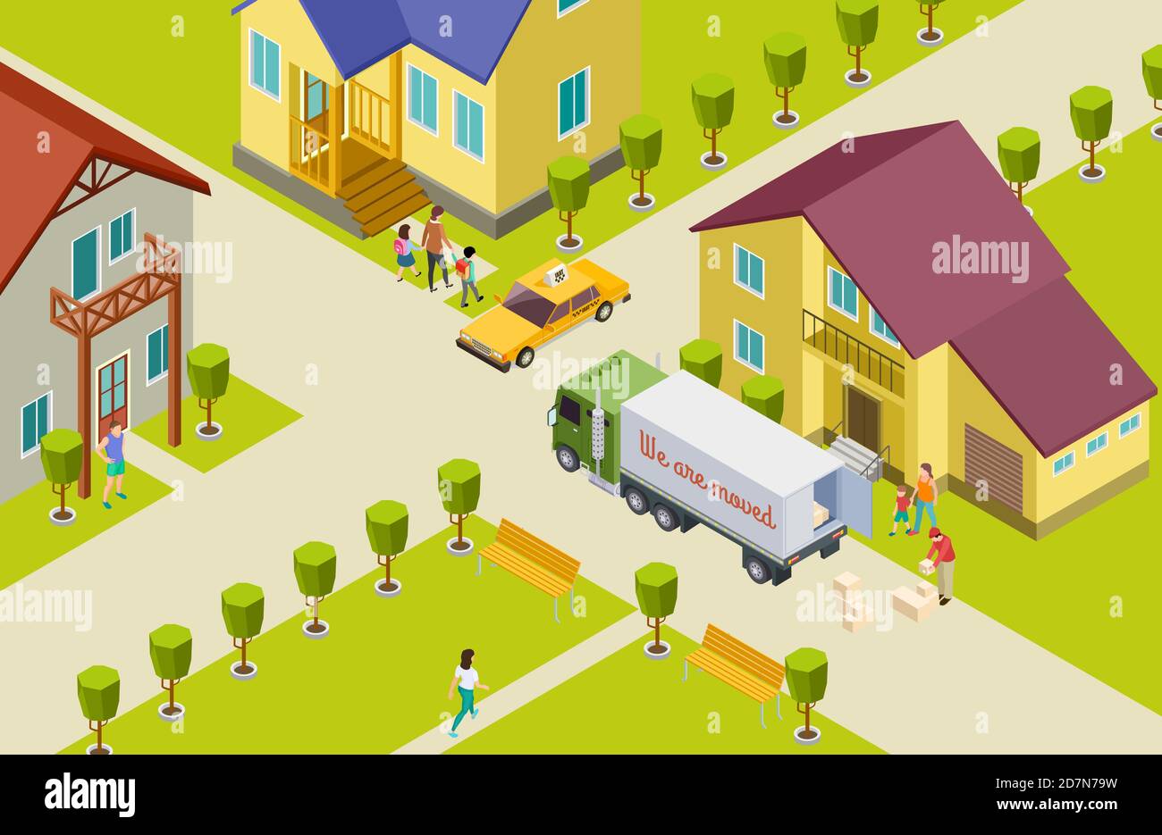 Concept relocation car family Stock Vector Images - Alamy