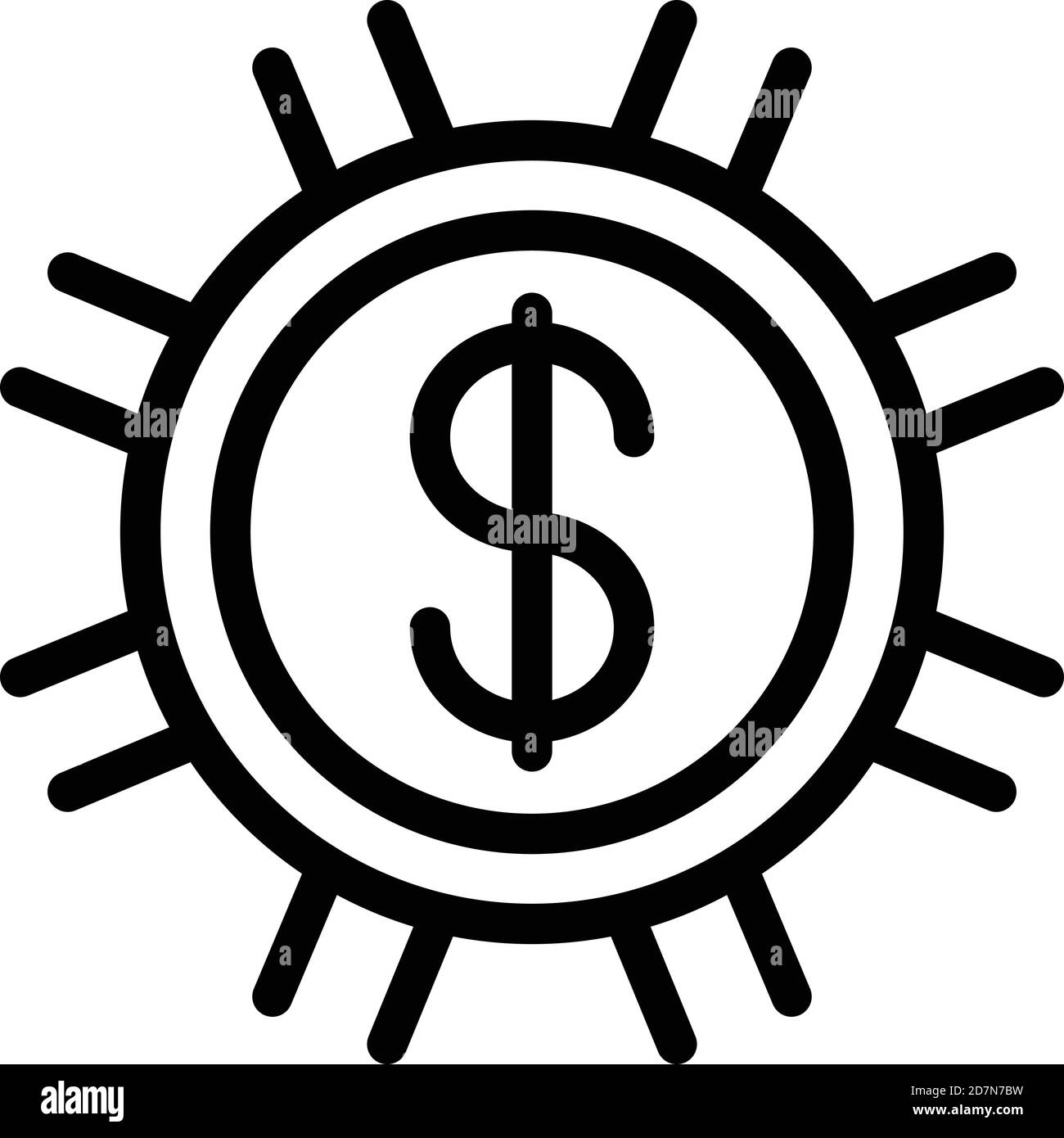 Coin dollar request icon. Outline coin dollar request vector icon for ...