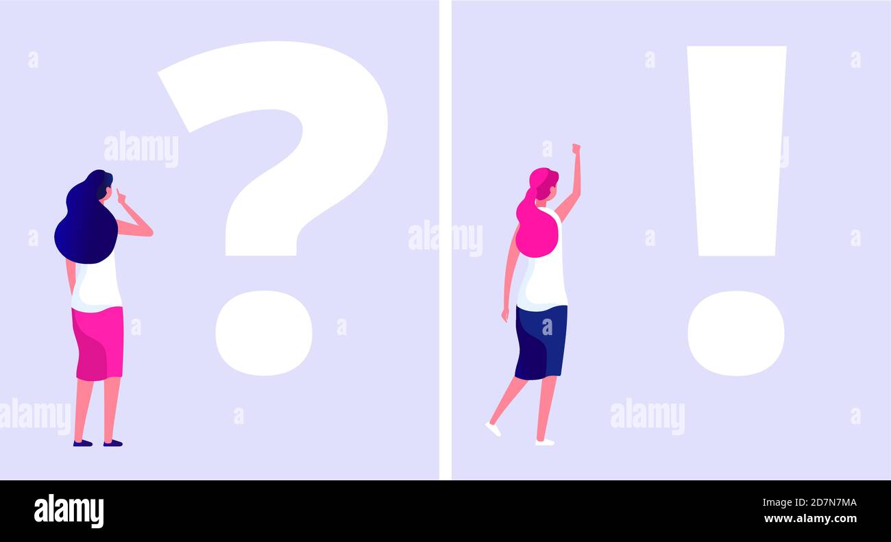 Solve problem concept. Troubled woman student thinking with question ...