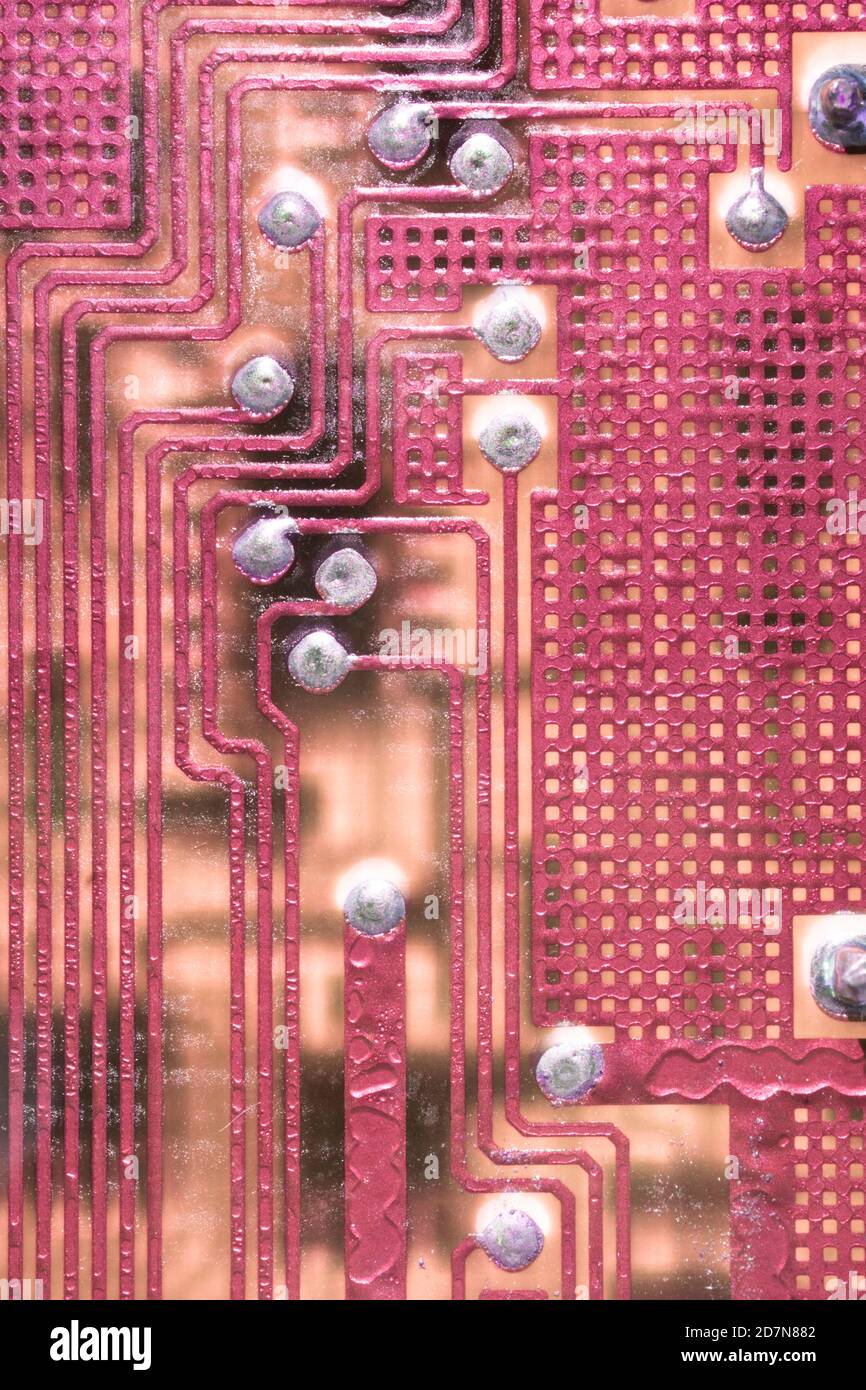 Electronic printed circuit board background with many electrical ...