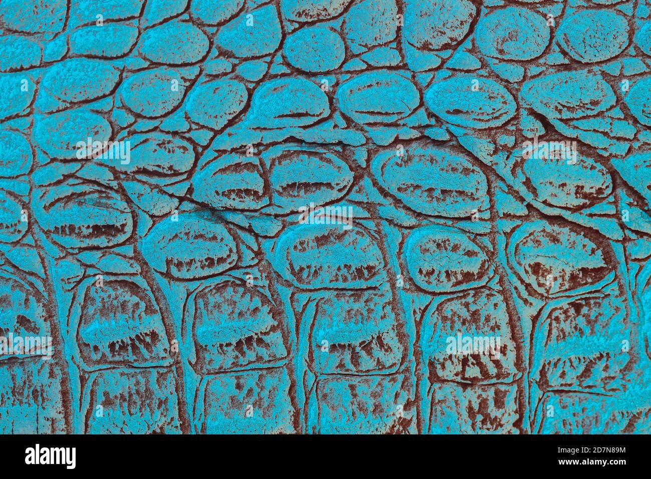 Texture of genuine leather with embossed scales reptiles, turquoise ...