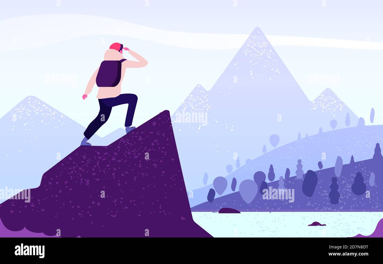 Snow landscape standing man Stock Vector Images - Alamy