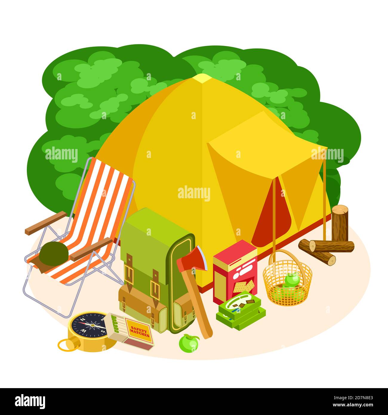Isometric camping equipment vector set isolated on white background ...
