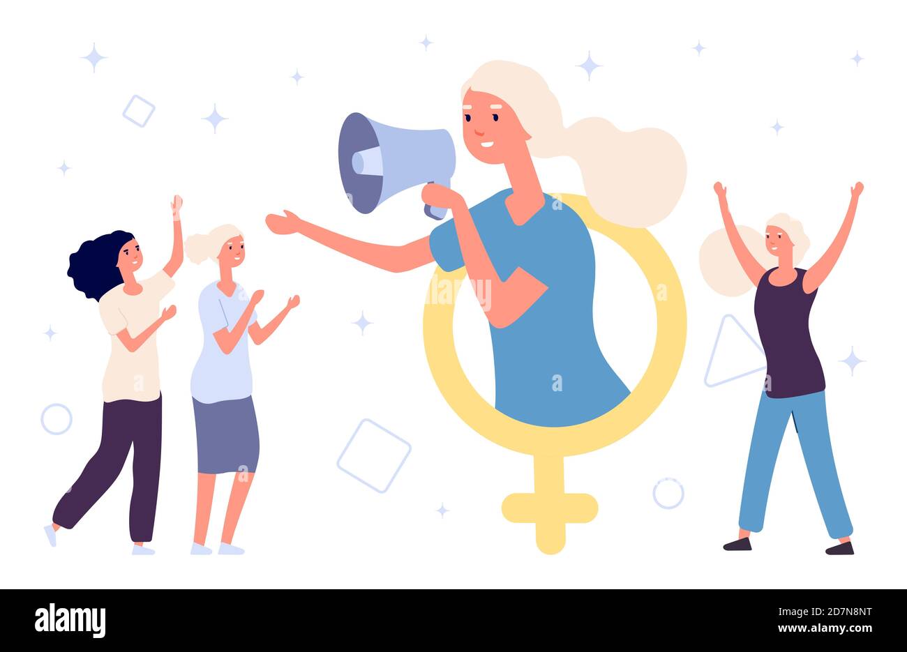 Girl Power Concept Flat Vector Women And Female Gender Sign Feminism