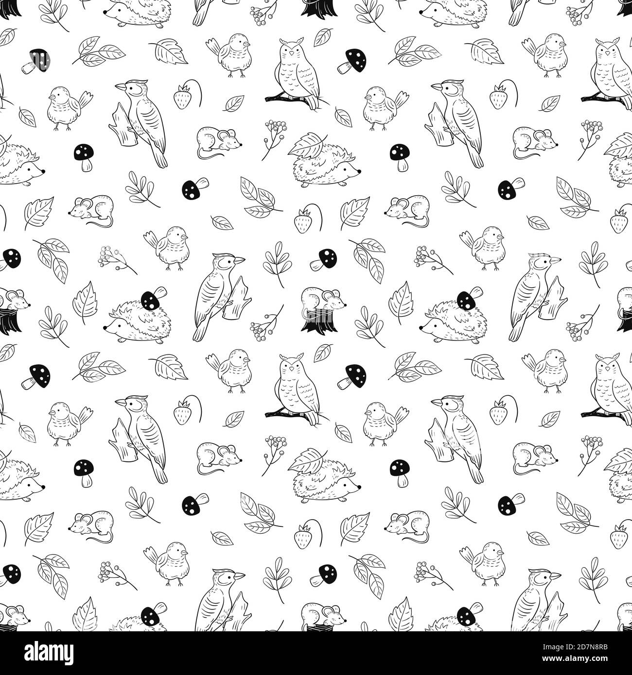 Seamless birds vintage forest Stock Vector Images - Alamy