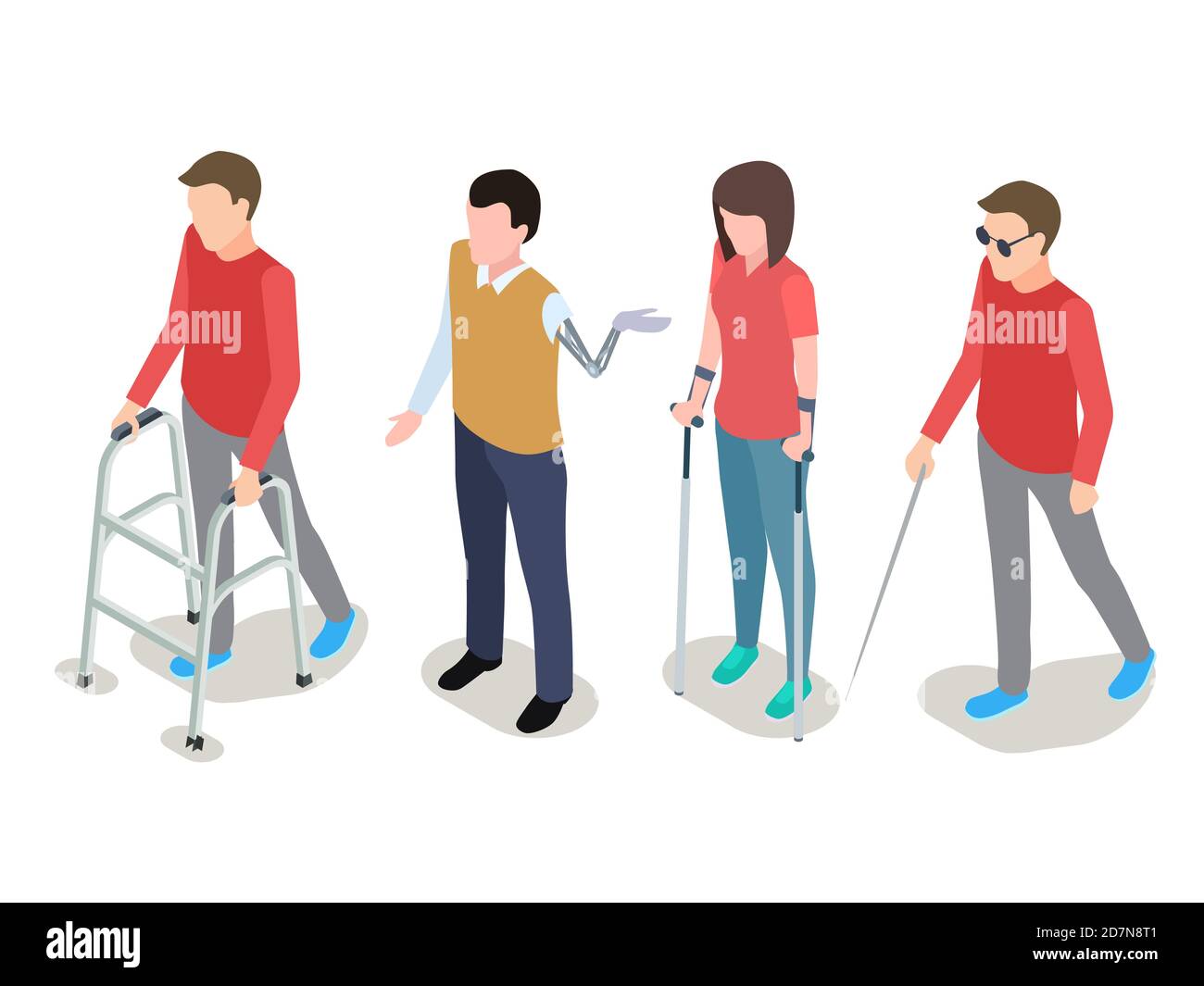 Vector disabled people isometric isolated on white background ...