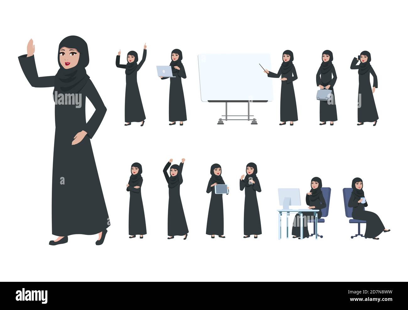 Arab businesswoman. Saudi muslim business woman character. Islam ...