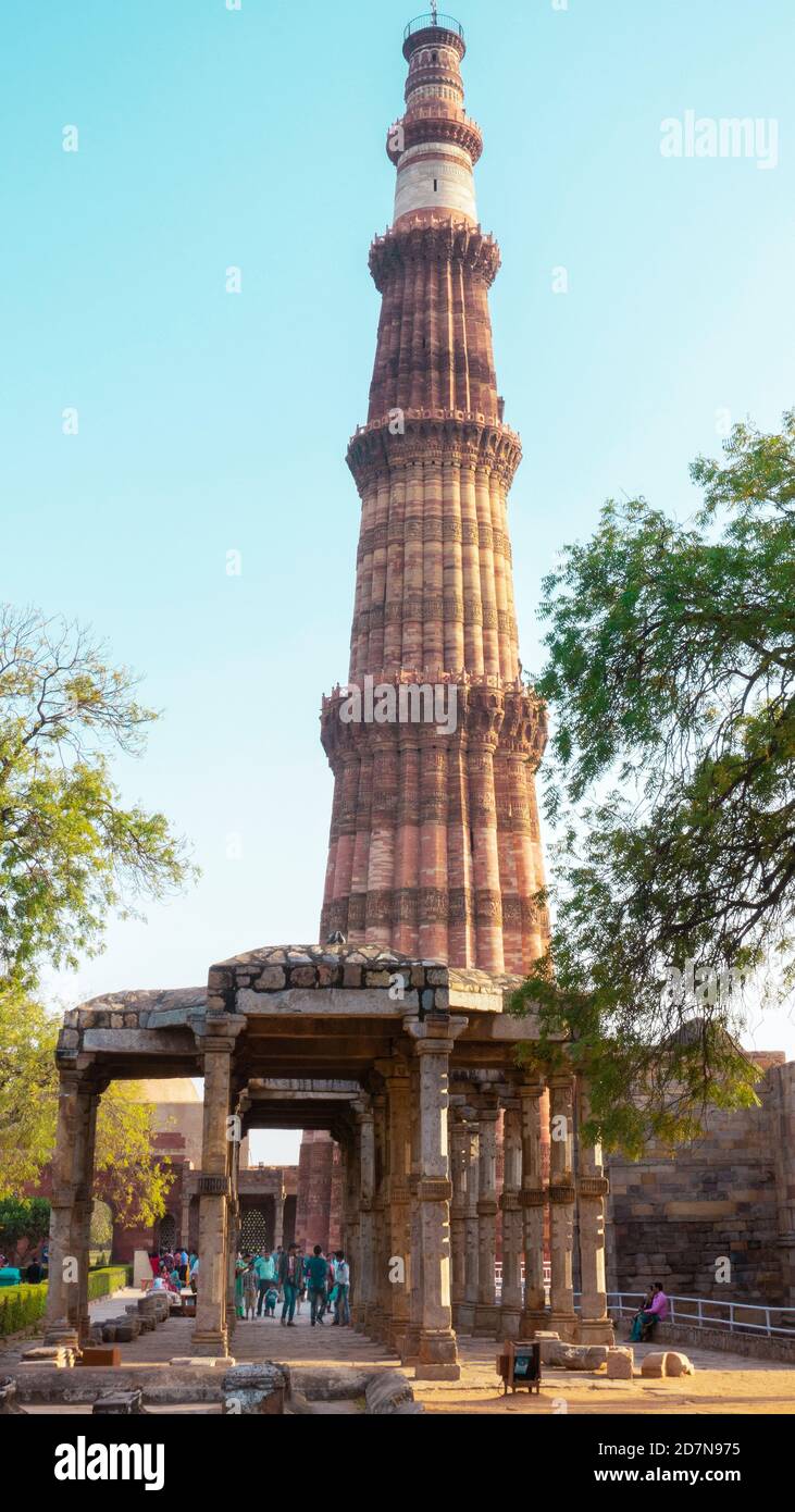New Delhi, 22, March, 2017: Qutub Minar ,Minaret and victory tower with ...