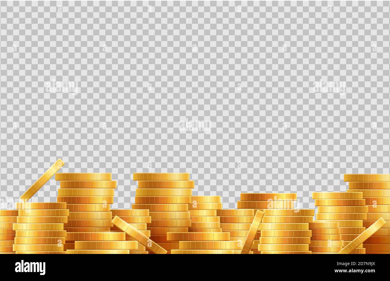 Stacks of coins vector. Lot golden coins isolated on transparent ...