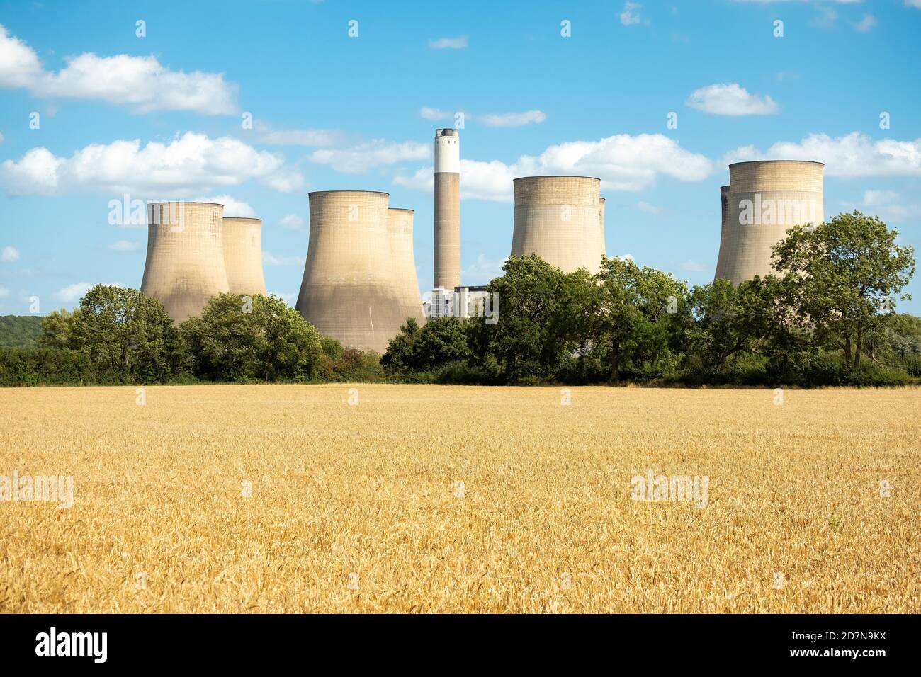 Rural power station cooling towers Stock Photo - Alamy