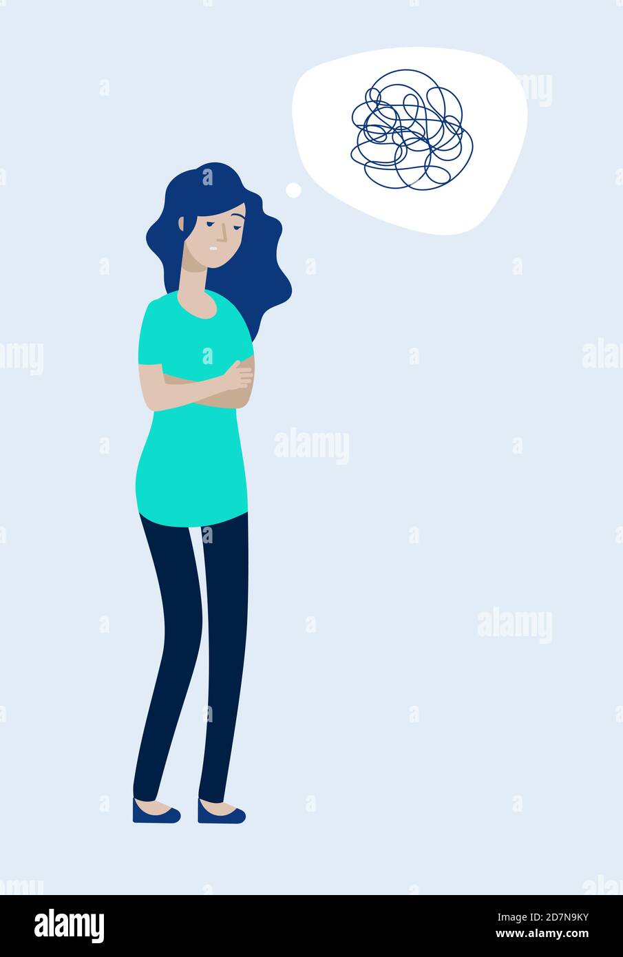 Depressed woman concept. Female feels depression, messy complicated ...