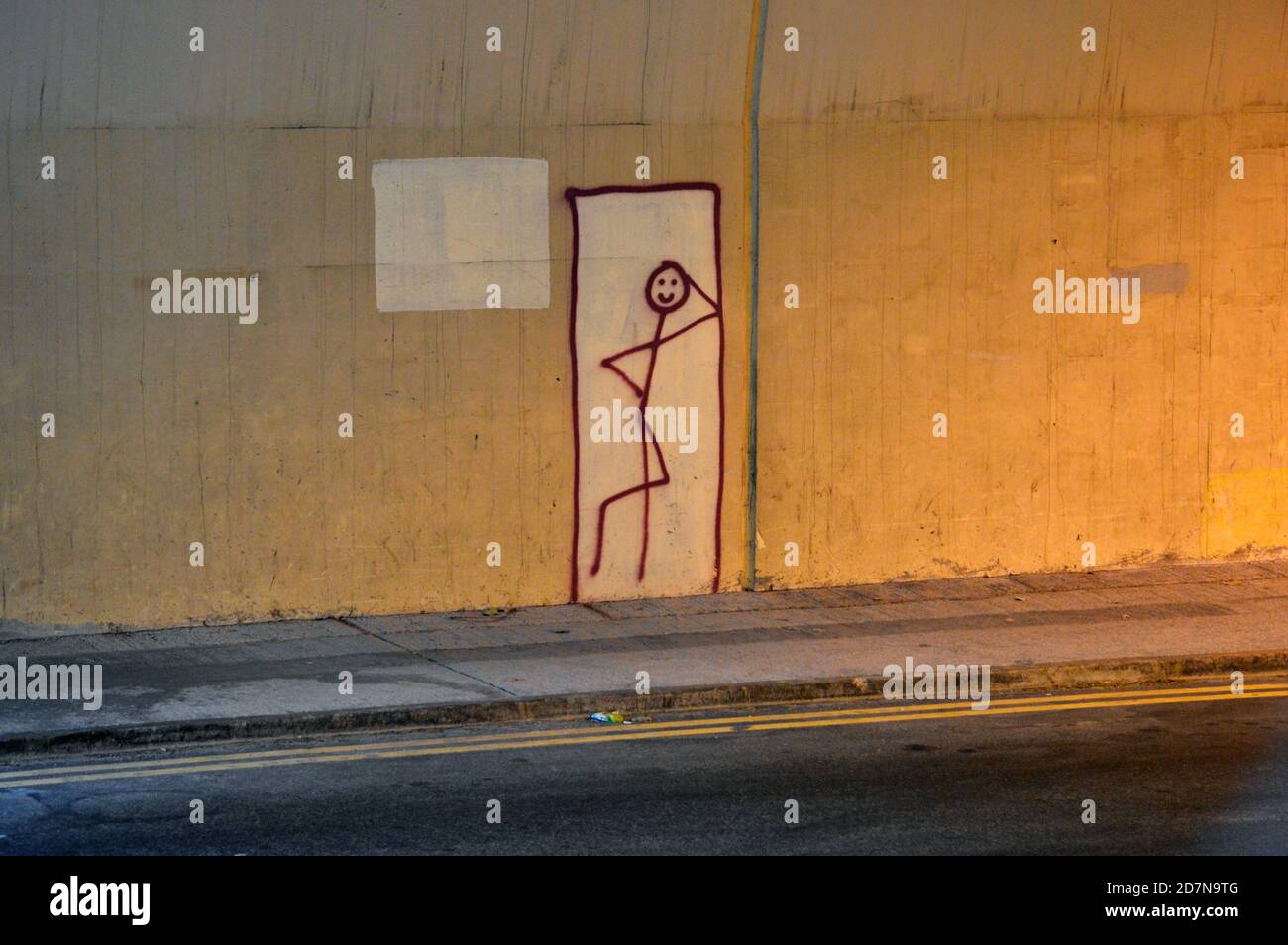 Graffiti portraying stick figure in doorway, Hong Kong (2020 Stock ...